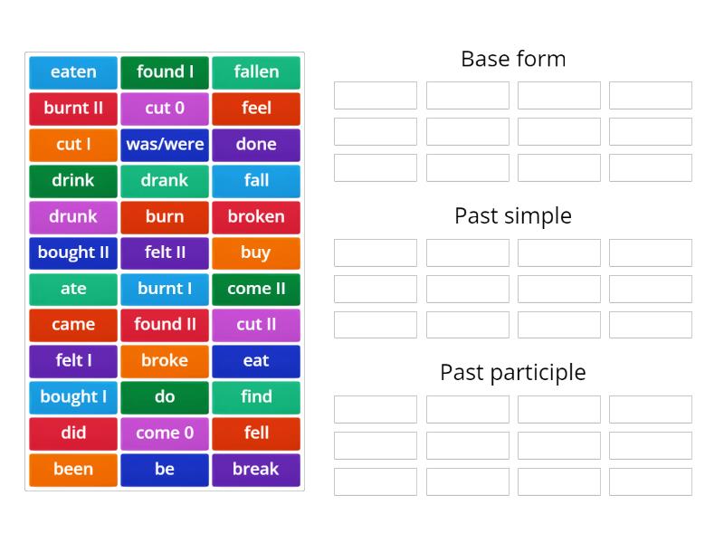 Brainy 6 irregular verbs Part 1/3 - Group sort