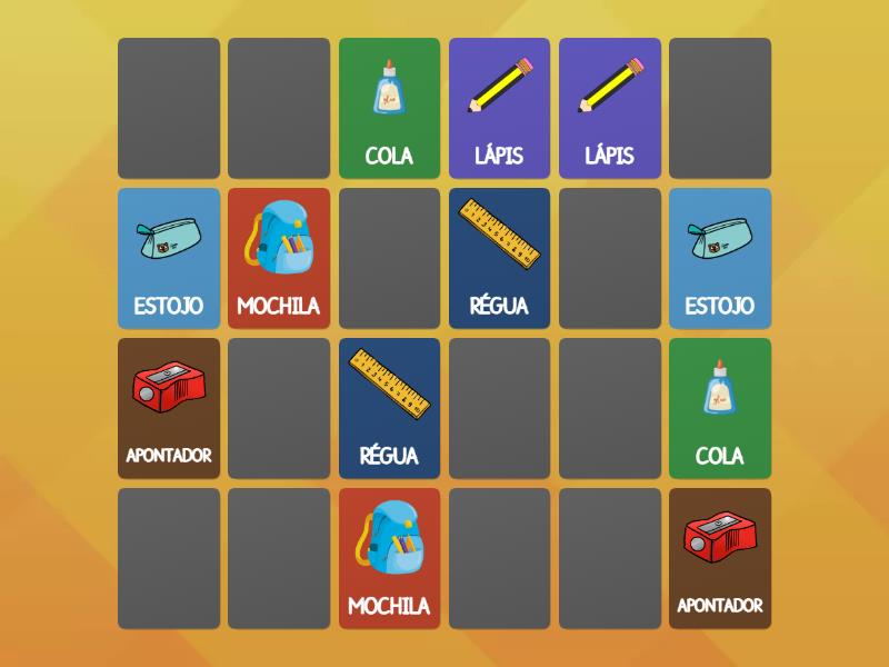 JOGO DA MEMÓRIA MATERIAIS ESCOLARES - Combine os pares