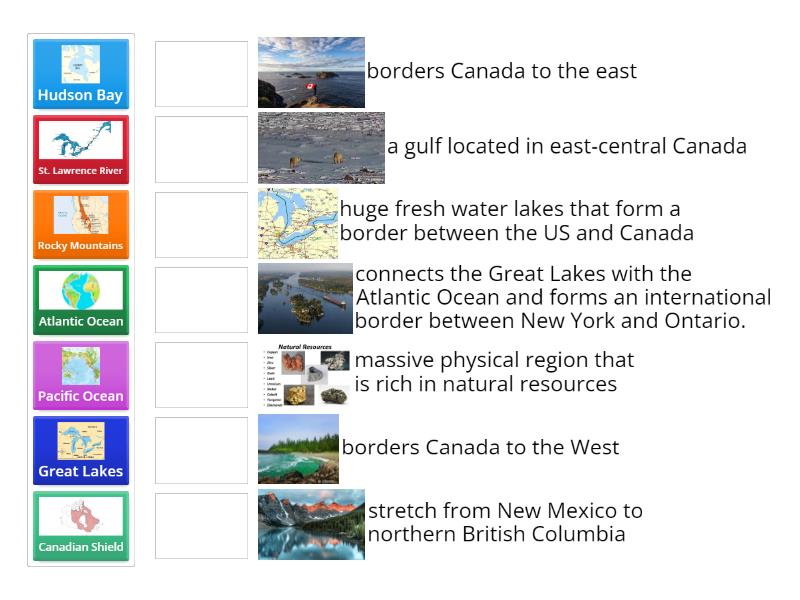 Canadian Physical Features. - Match up