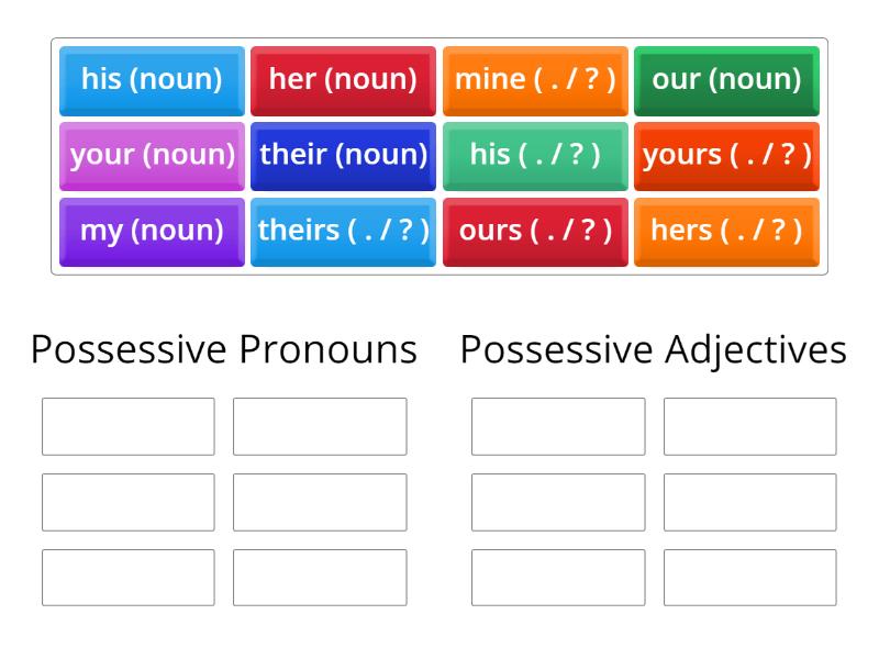 5A Unit 4 (Possessive Pronouns vs Possessive Adjectives) - Ordenar por grupo