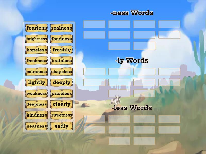 Suffix -ness Word Sort - Group sort