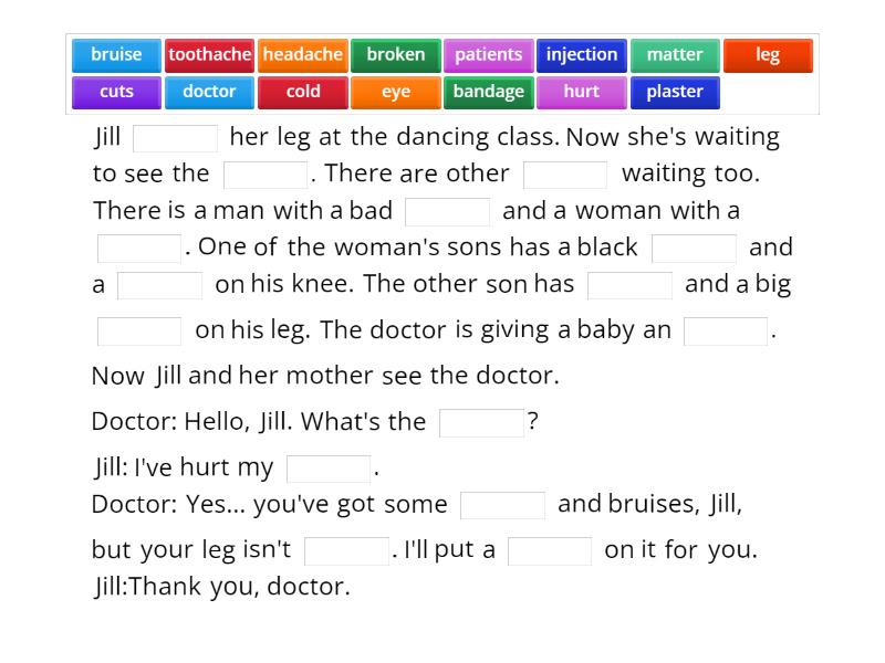 At hospital - Complete the sentence