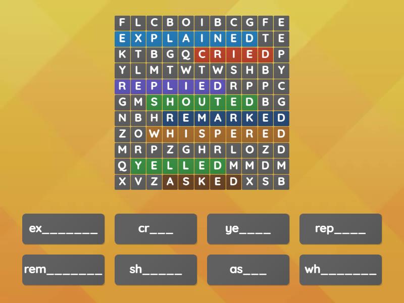 Instead of 'said' - Wordsearch