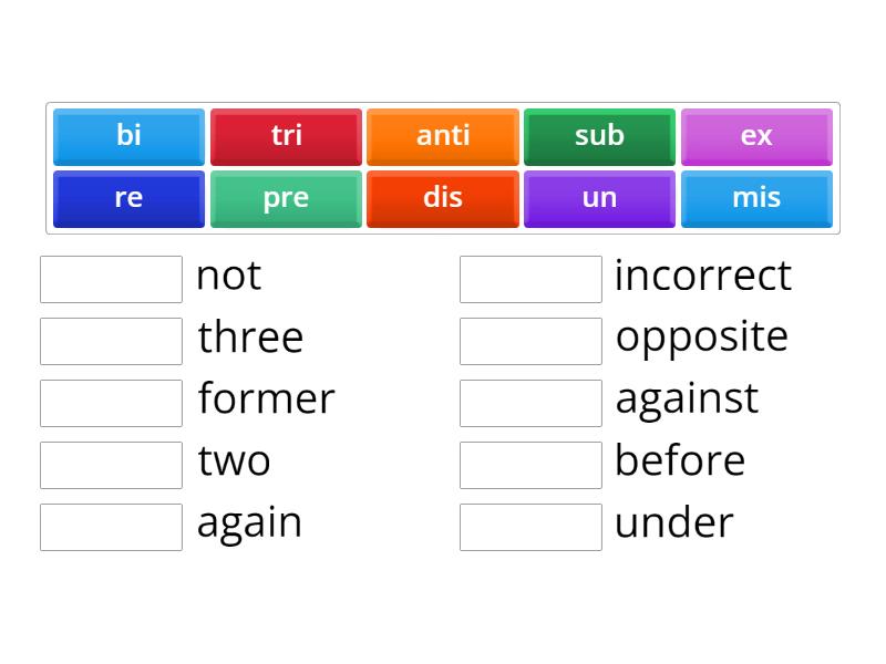 prefixes - Match up
