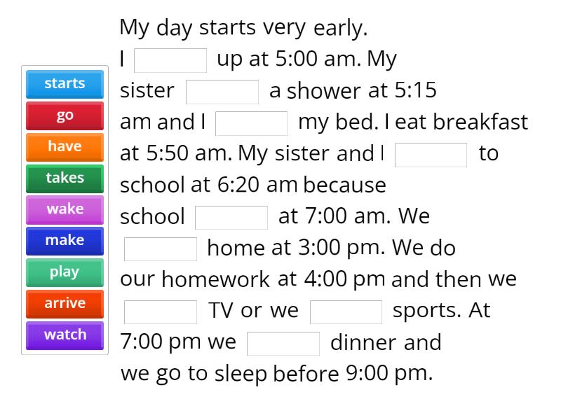 daily routine 2 - Complete the sentence