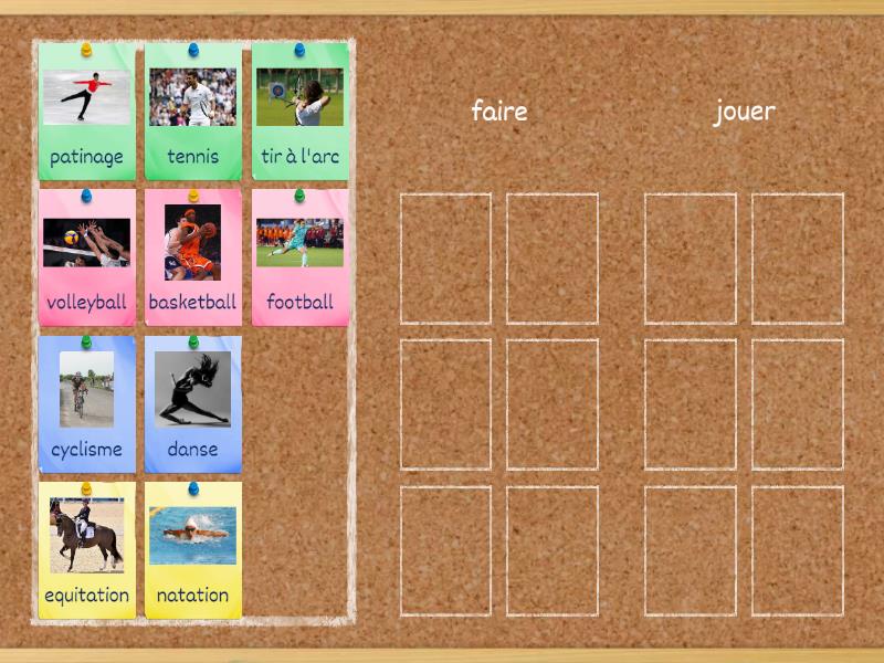 Les sports faire ou jouer - Ordenar por grupo