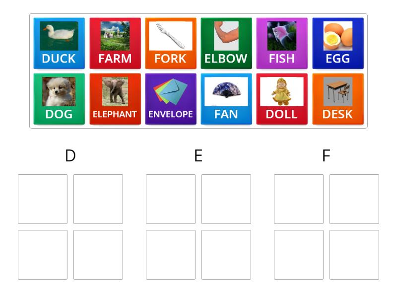 Letters D-E-F - Group sort