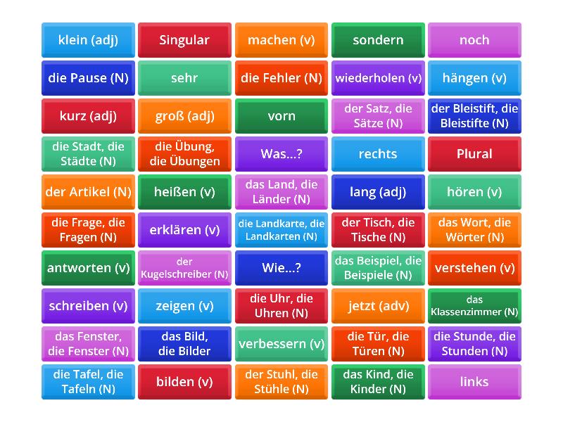 Neue Wörter - Kapitel 2: Im Klassenzimmer - Flip tiles