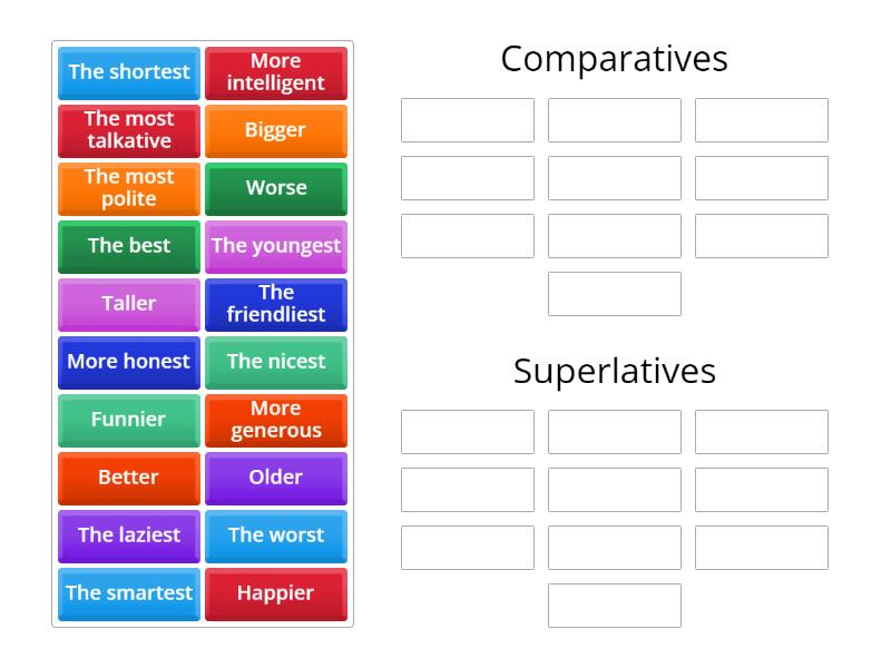 EFE A2 - L.15-16 - Comparative and superlative adjectives - Group sort
