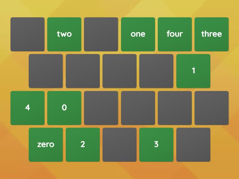 numbers 0-10 - Matching pairs