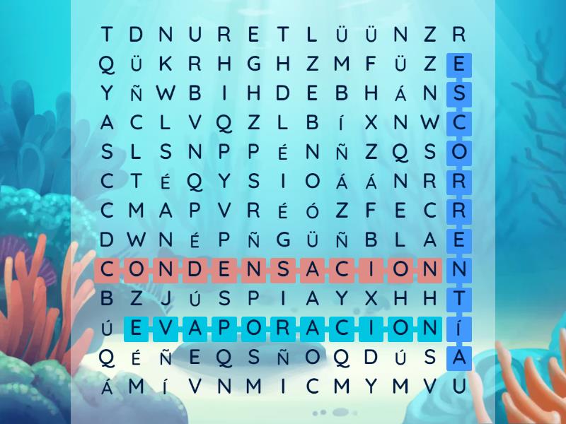 Ciclo del agua - Sopa de letras