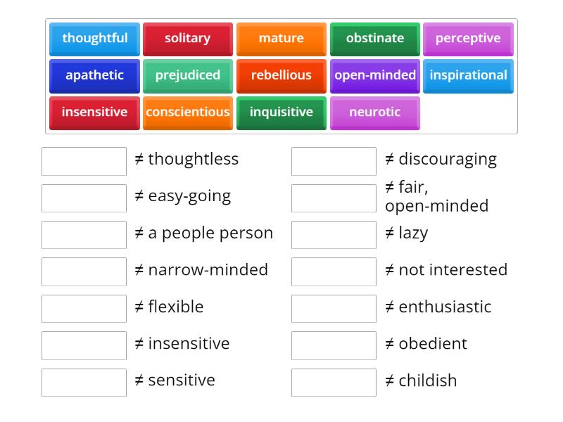 Personality Adjectives Opposites (SpeakOut A) - Match up