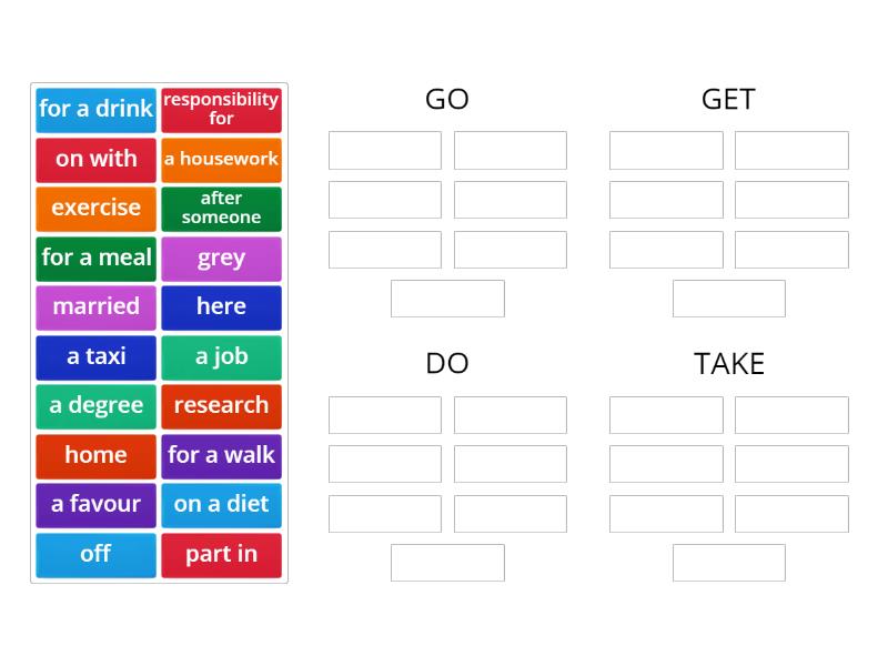 Collocations (go, get, take, do) - Group sort