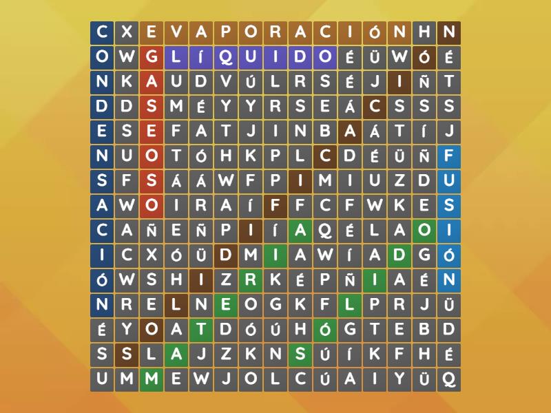 Estados de la materia - Wordsearch