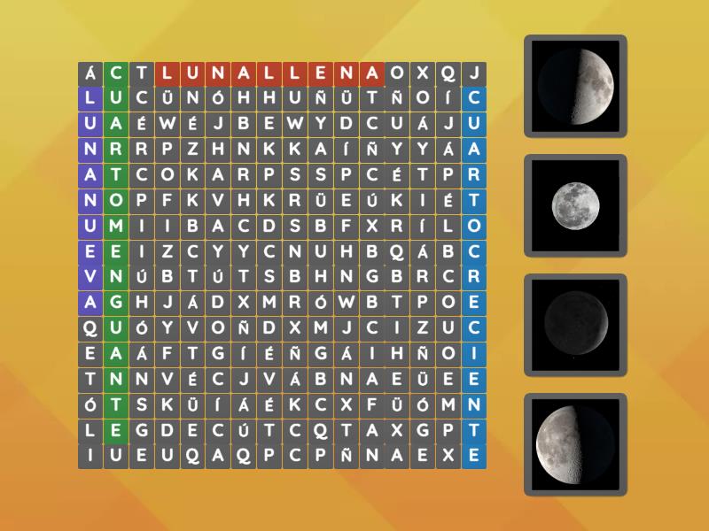 FASES DE LA LUNA - Sopa de letras