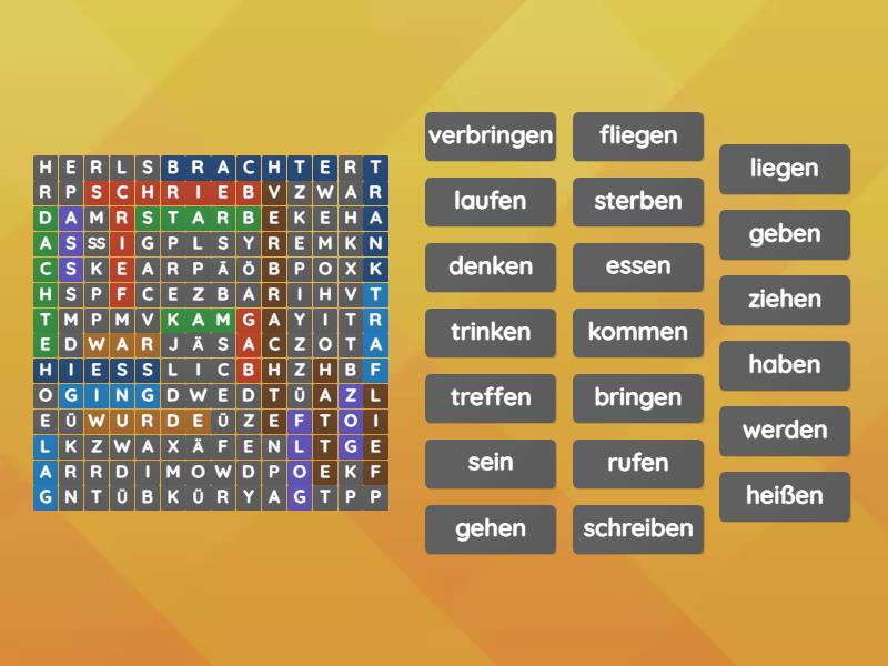 20 Verben im Präteritum - Wordsearch