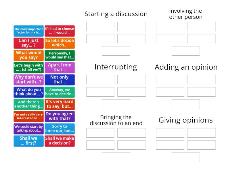 FCE Speaking Part 3 - Useful Expressions - Group sort