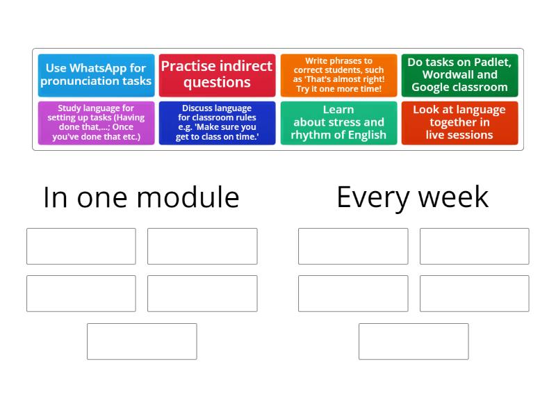 Module 5 - Task 1 - Once or every week? - Ordenar por grupo