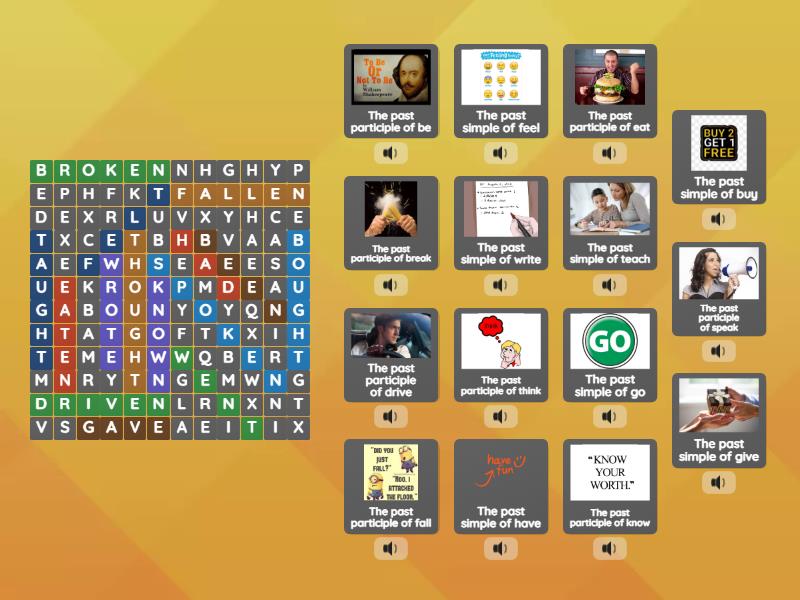Past Simple and Past participle - Wordsearch