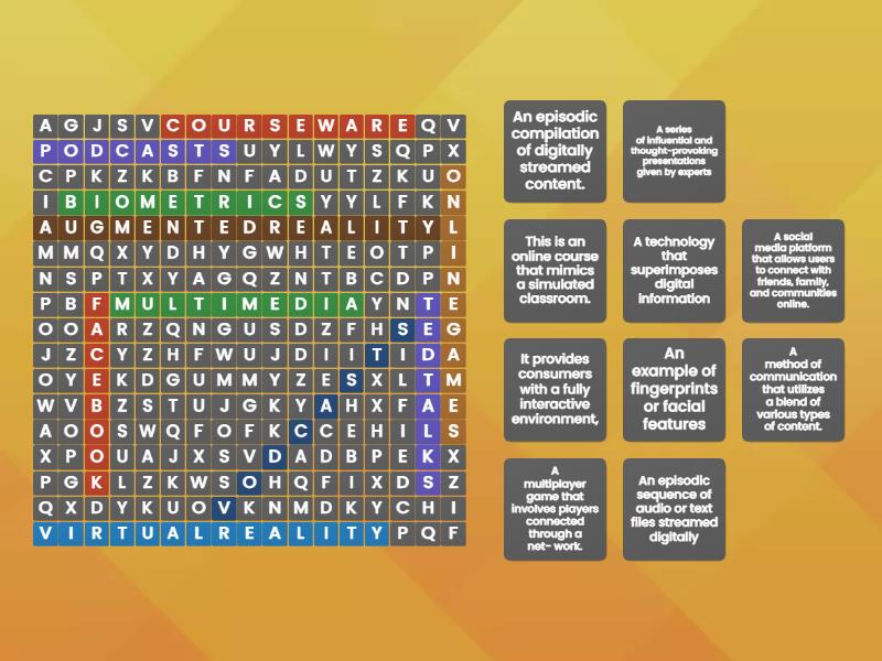 WORD HUNT: Multimedia and ICTs - Wordsearch