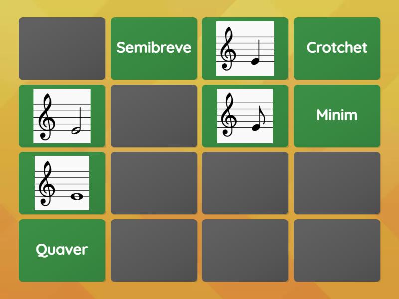 Note values - Matching pairs