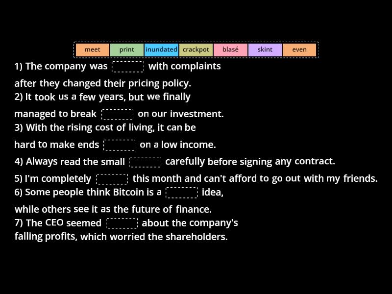 Economics and finance - Revision - Complete the sentence