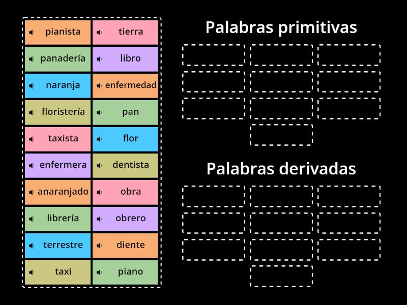 Palabras primitivas y palabras derivadas - Group sort