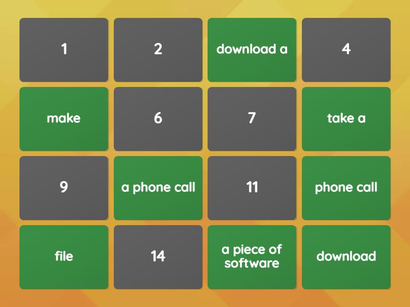 technology collocations - Matching pairs