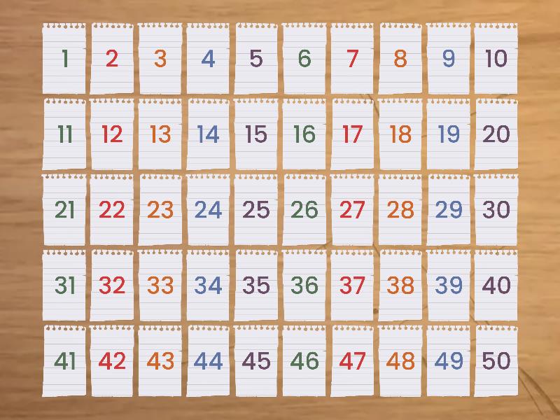 Les nombres 1 à 50 / LMAC - Fichas giratorias