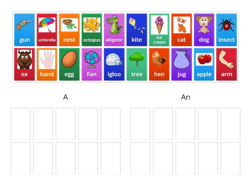 a & an activity kg2 revision - Group sort
