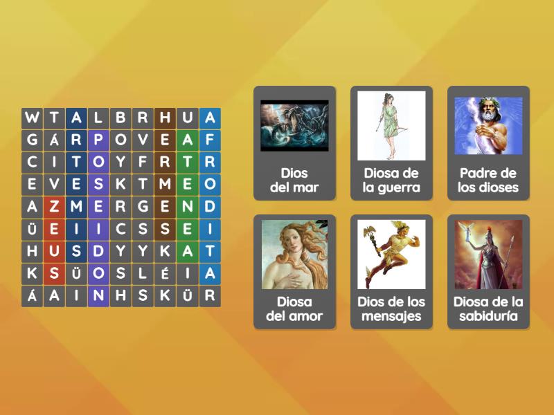 Mitología griega - Sopa de letras