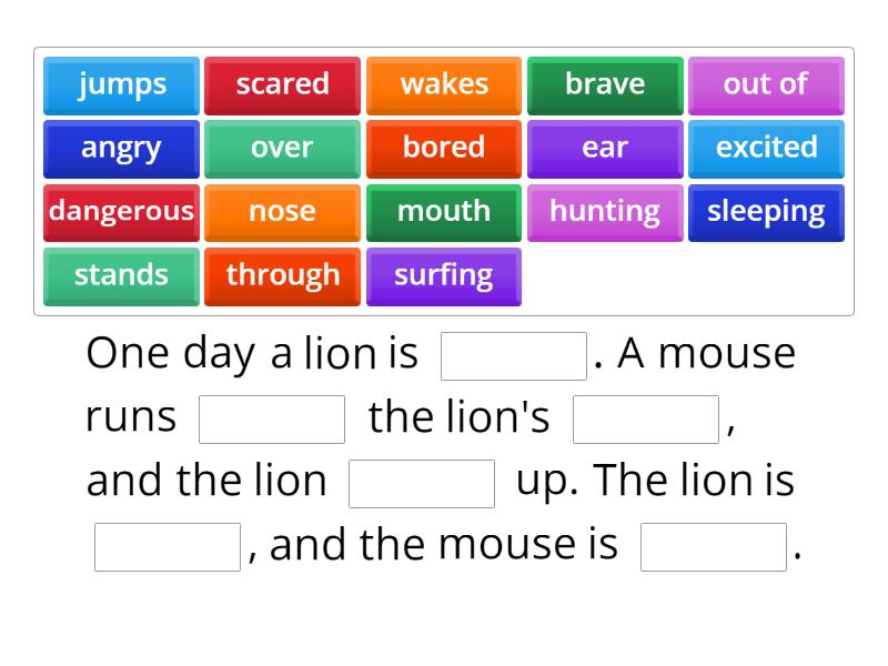 The Lion and the Mouse blanks - Complete the sentence