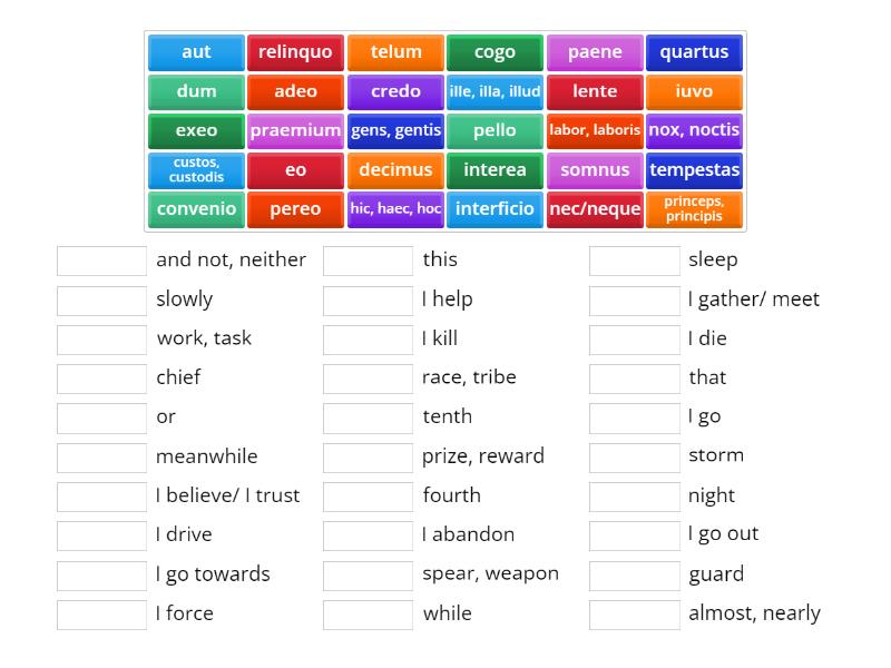 Level 3 Vocabulary (Chapters 1-3) - Match up