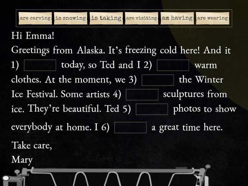 starlight 5 Module 4 present continuous - Missing word