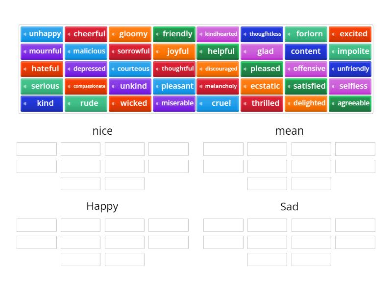 Describing a person - character traits - vocabulary - Group sort