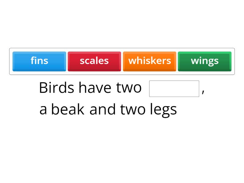 Unit 1: Animals - Body parts of animals 1 - Lengkapi kalimatnya