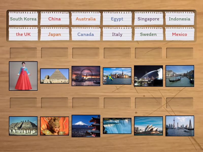 Countries-matching scenic spots & cultures - Match up