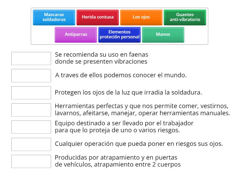 Conocimientos de EPP - Une las parejas