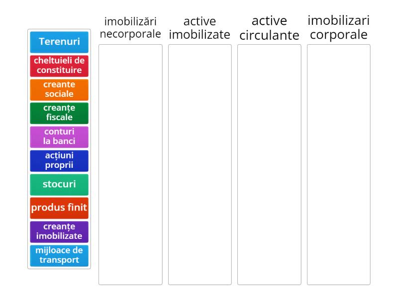 Fisa de lucru Bazele contabilitatii - Categorize