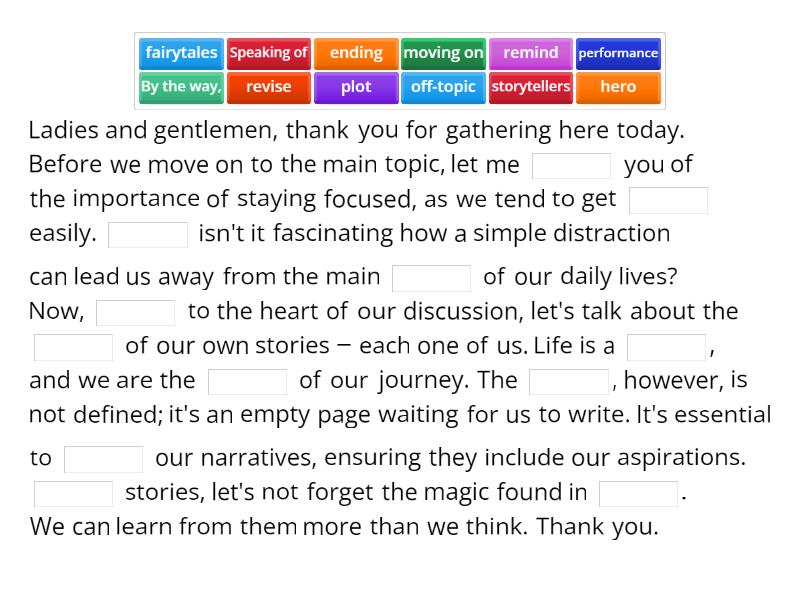 Ada 1st semester 2024 stories - Complete the sentence