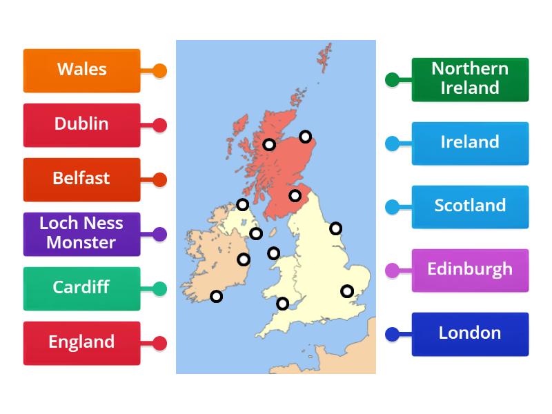 The map of UK - Labelled diagram