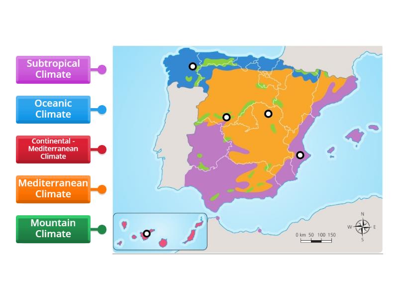 Climates zones in Spain Grade 4 - Diagrama con etiquetas