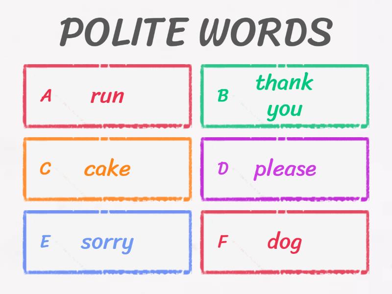 Escolha somente a POLITE WORDS - Quiz