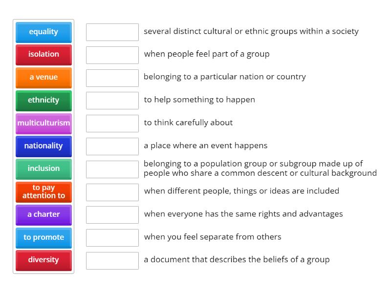 Diversity Vocabulary Quiz - Match up
