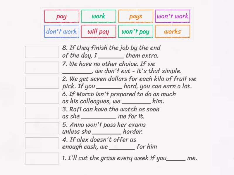 Zero and first conditional - Match up