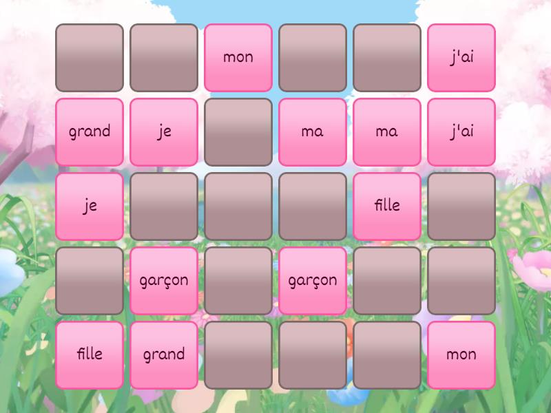Niv 2 Memory mots frequents - Matching pairs