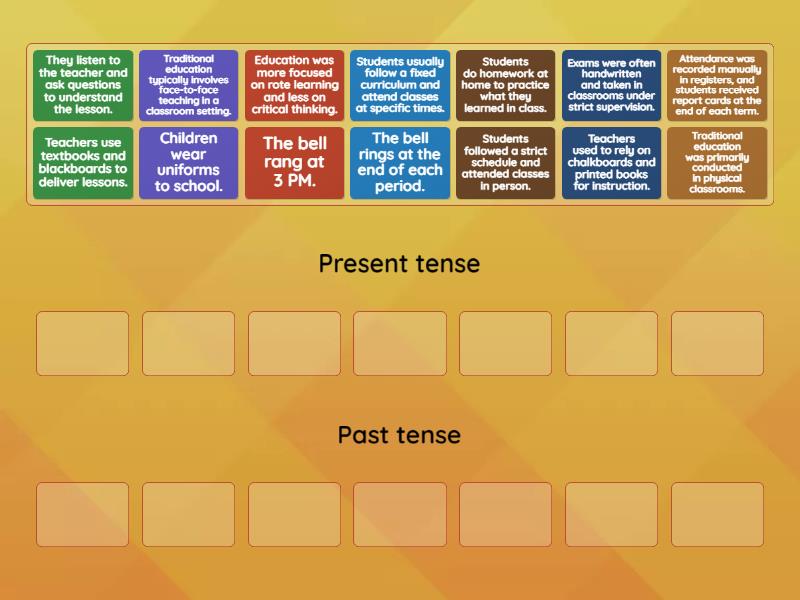 Basic sentence sorting (tenses) - Group sort