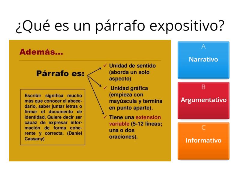El Párrafo Expositivo: Características, estructura. - Quiz