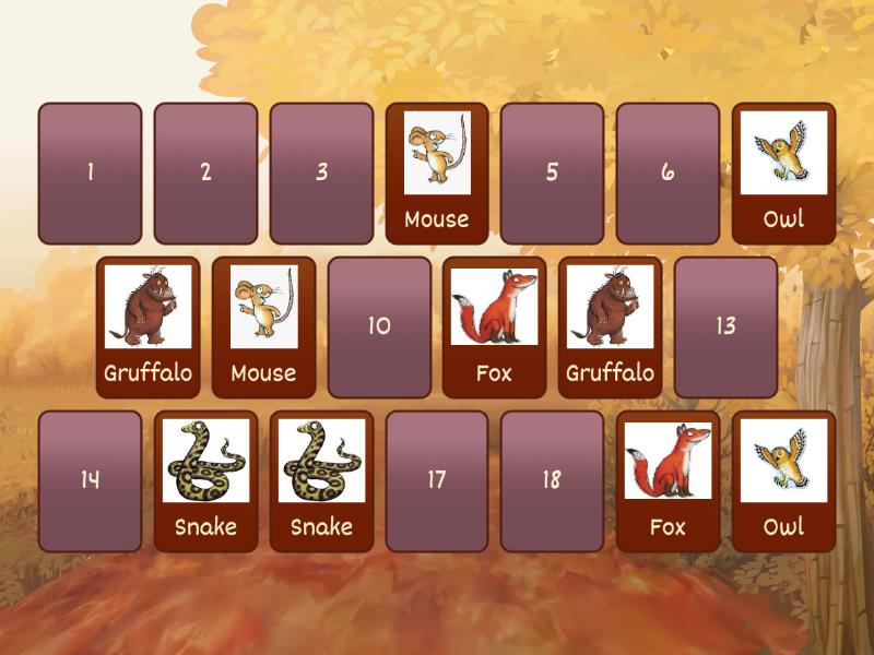 Memory game - The Gruffalo - part 2 - MEIE - Matching pairs