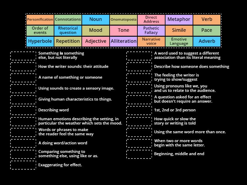 Match the language, structural, and persuasive techniques to the ...